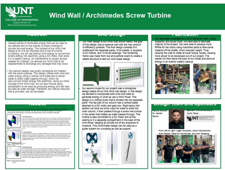 Senior Design Wind Wall Poster | PDF | Turbine | Electric Motor