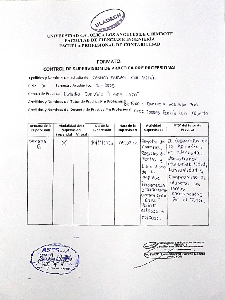 Supervisión y lista verificación-Carmen Vargas Ana Belén | PDF