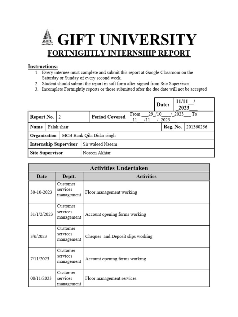 Fortnightly Internship Report New | PDF | Learning | Behavior Modification