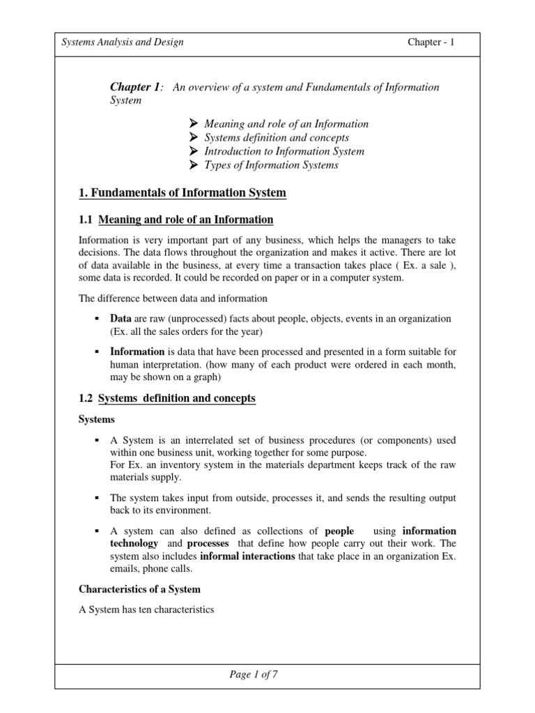 Sad Chap 1 | PDF | System | Information System