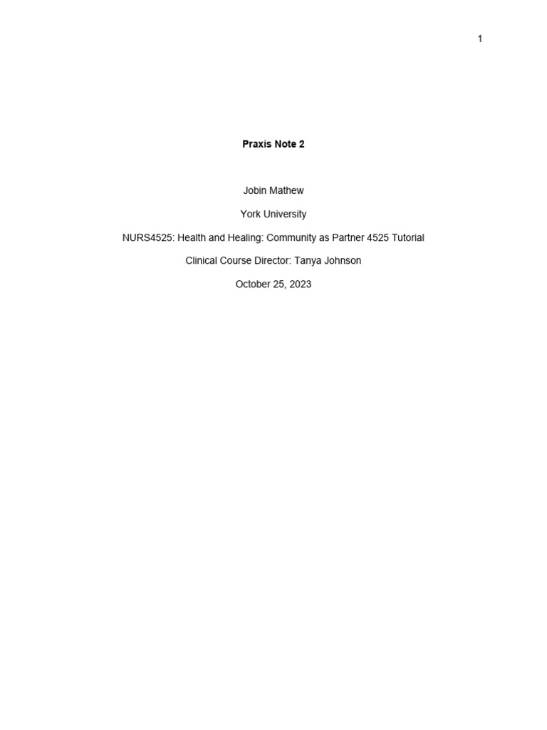 Praxis Note 2 | PDF | Mental Health | Nursing