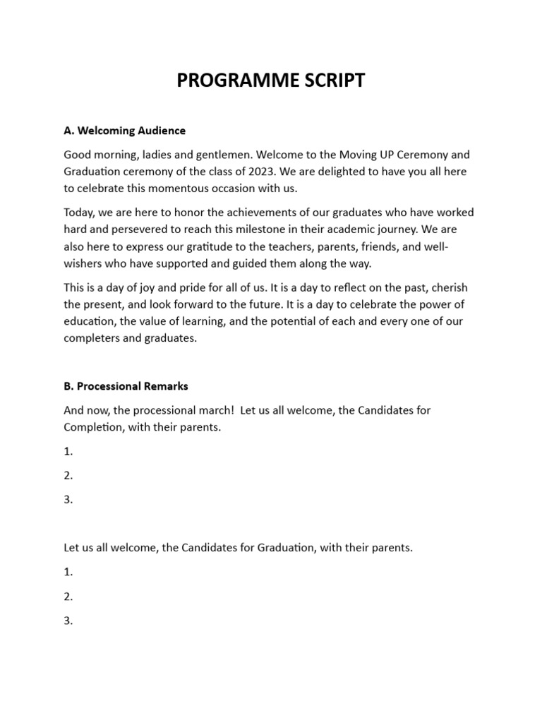 Programme Script | PDF