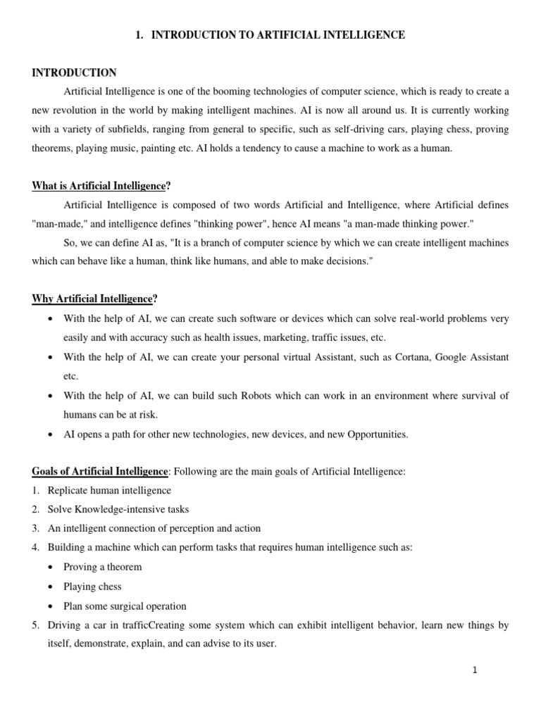 AI (Unit 1) | PDF | Artificial Intelligence | Intelligence (AI) & Semantics