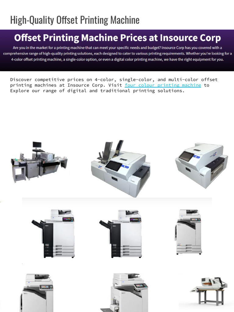 High-Quality Offset Printing Machines | PDF