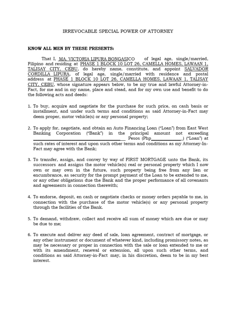 Updated Irrevocable SPA | PDF | Loans | Banks