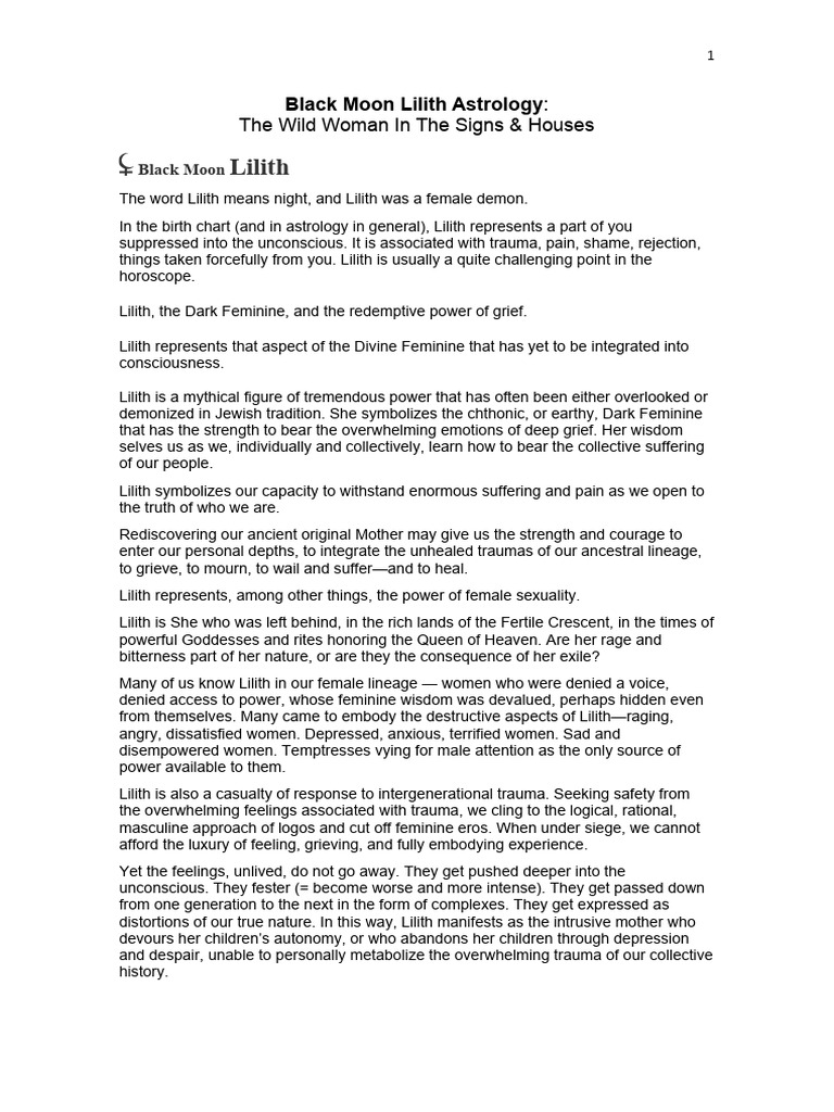 Black Moon Lilith in Astrology Explained | PDF | Lilith
