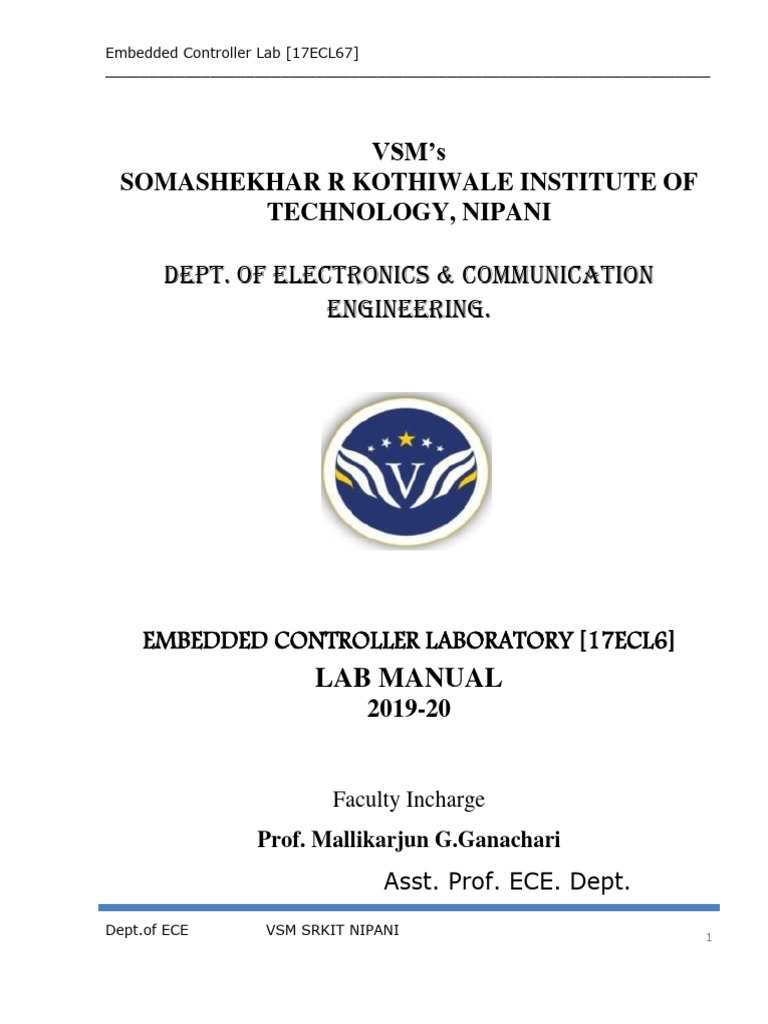 6th SEM EC Lab Manual (17EC67) | PDF | Microcontroller | Central ...