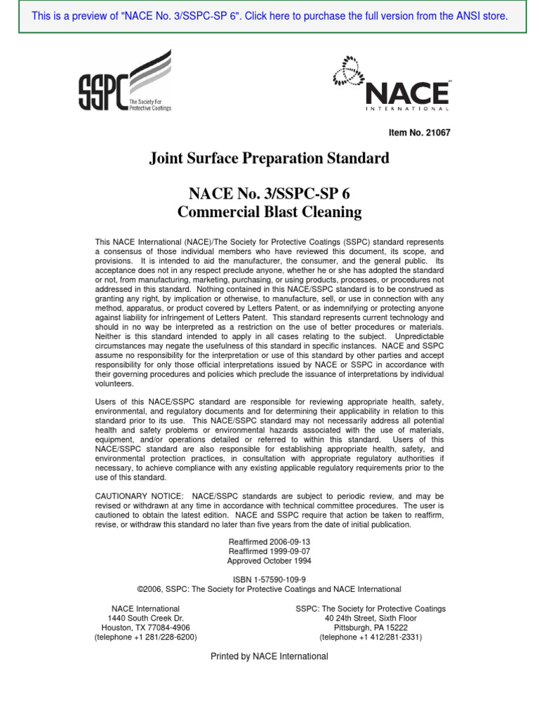 NACE No. 3/SSPC-SP 6 Standard Guide | PDF | Rust | Corrosion