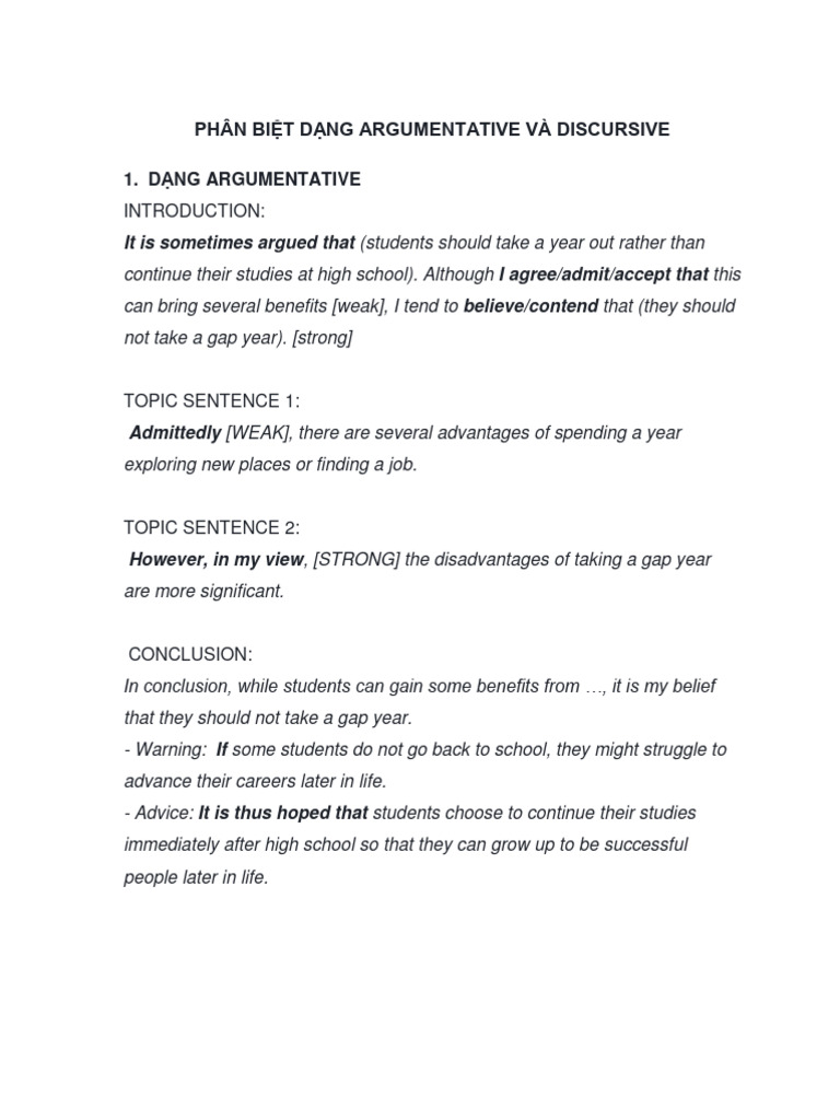 Phân Biệt Dạng Argumentative Và Discursive | PDF