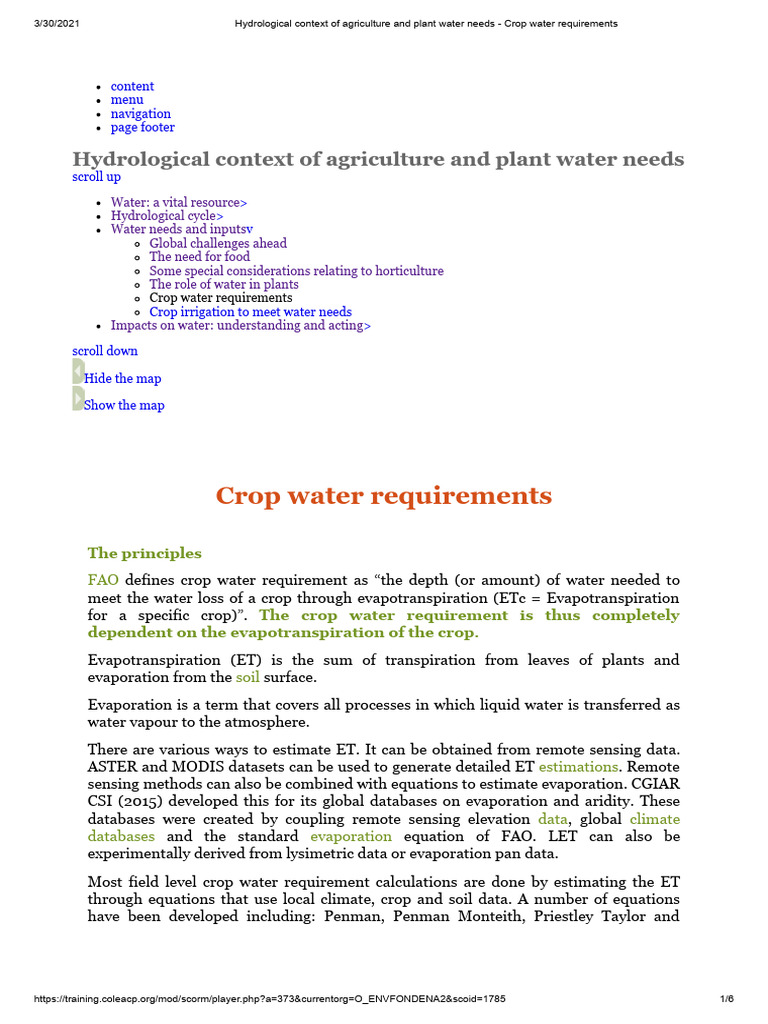 1.3 Crop Water Requirement | PDF | Evapotranspiration | Water