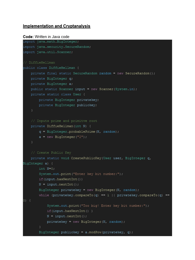 Implementation And Cryptanalysis Code Written In Java Code Pdf Software Engineering