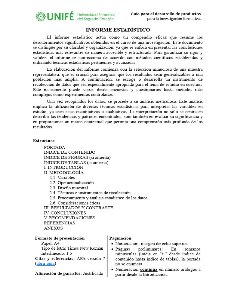 2 - Guía UNIFE 23II Informe Estadístico | PDF | Estadísticas | Validez ...