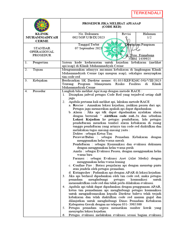 Prosedur Code Red Klinik Muhammadiyah | PDF