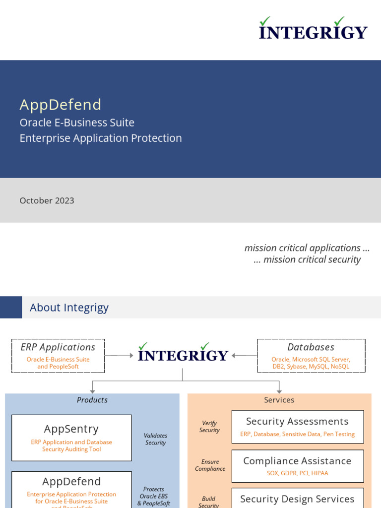 Integrigy Appdefend Overview Oracle Ebs Pdf Java Programming 9234