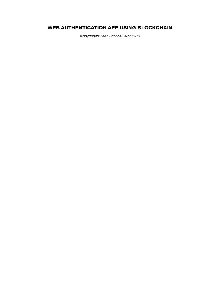 Web App Authentication System Using Blockchain Pdf World Wide Web Internet And Web
