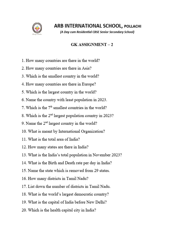 GK Assignment - 2 | PDF