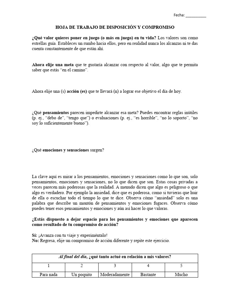 Valores y Accion Comprometida | PDF