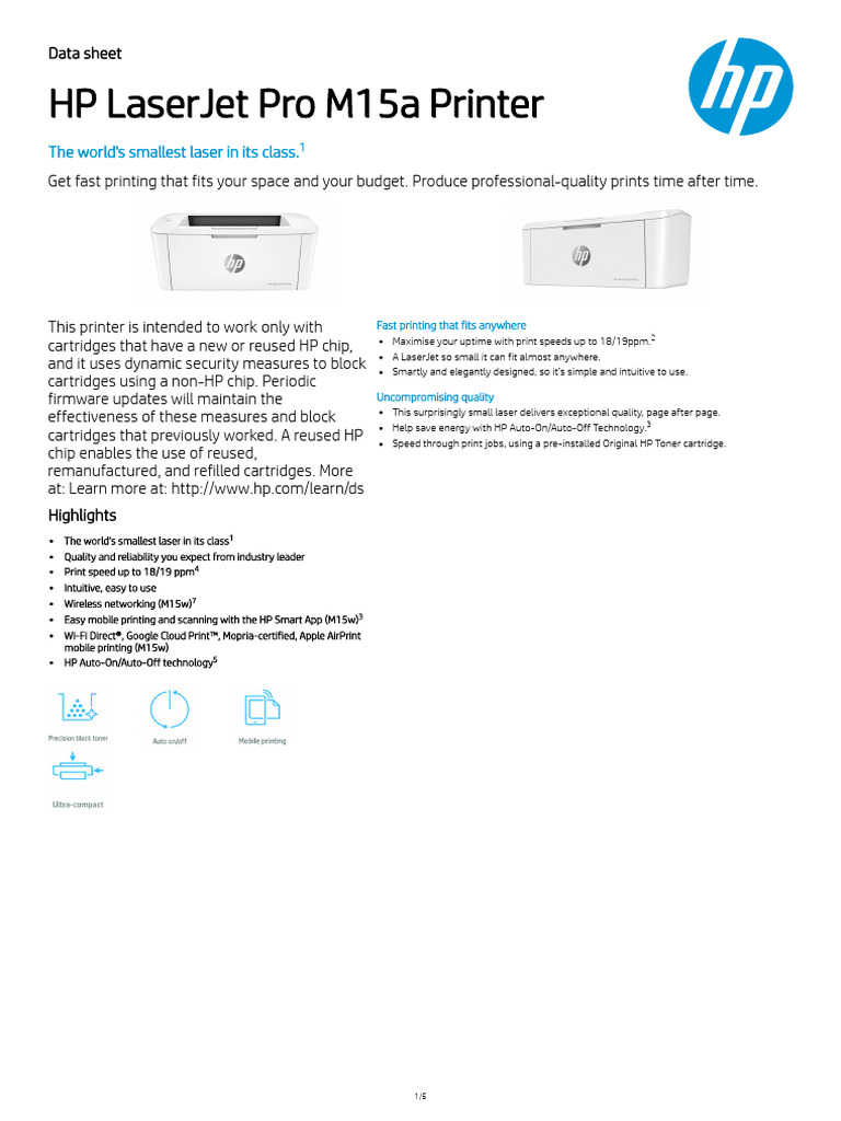 HP Laserjet Pro M15A Printer: Fast Printing That Fits Anywhere | PDF ...