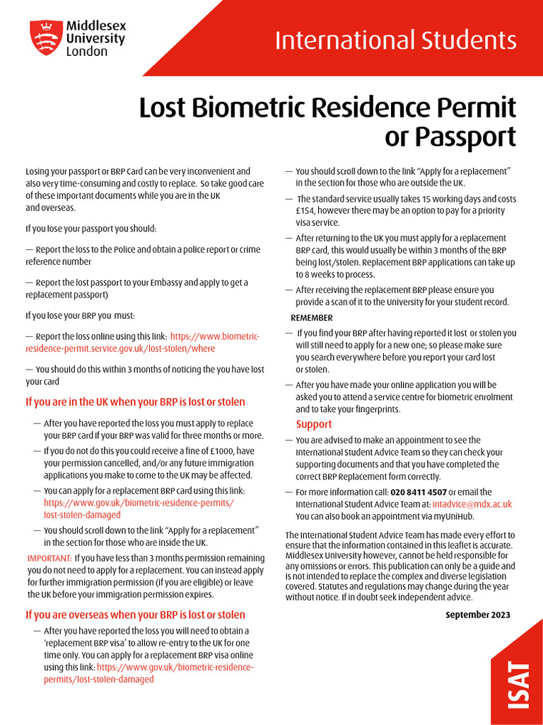 Lost Biometric Residence Permits | PDF | Passport | Travel Visa