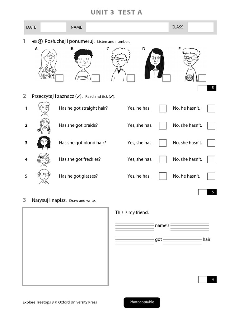 Explore Treetops Klasa III. Test Unit 3 | PDF | Human Appearance ... Explore Treetops Klasa III. Test Unit 3 | PDF | Human Appearance ...