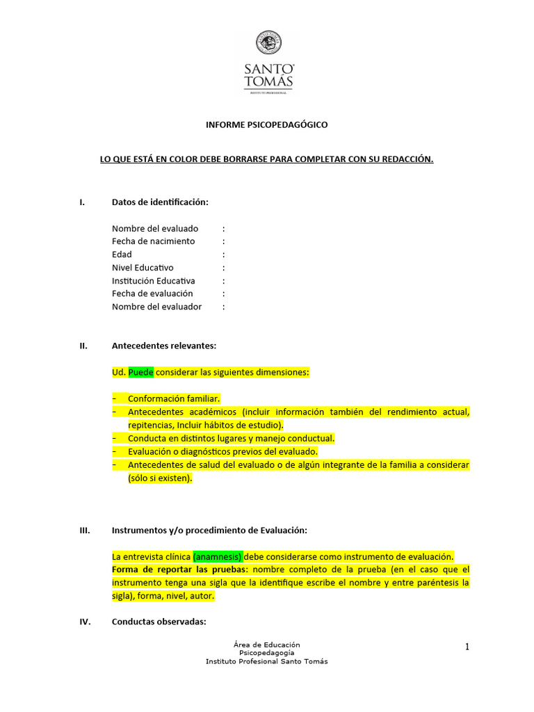 Formato Informe Ev. Nacional | PDF | Evaluación | Comportamiento