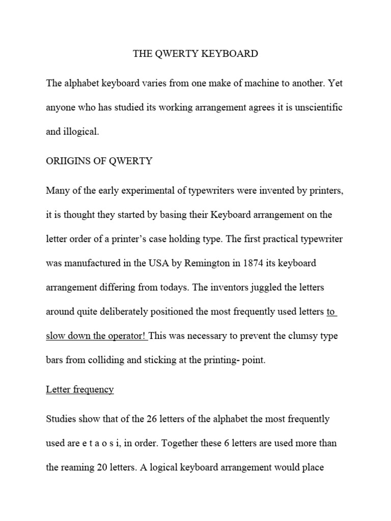 The Qwerty Keyboard | PDF | Typewriter | Writing Implements