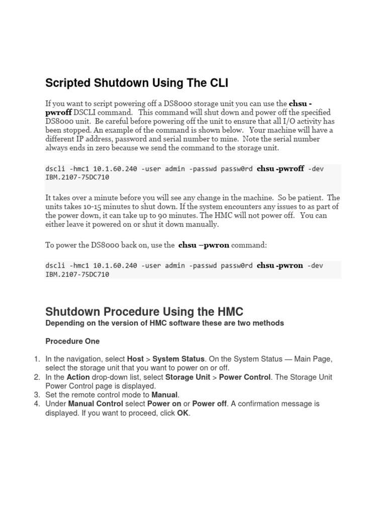 DS8000 Power Down Procedures | PDF | Computer Hardware | System Software