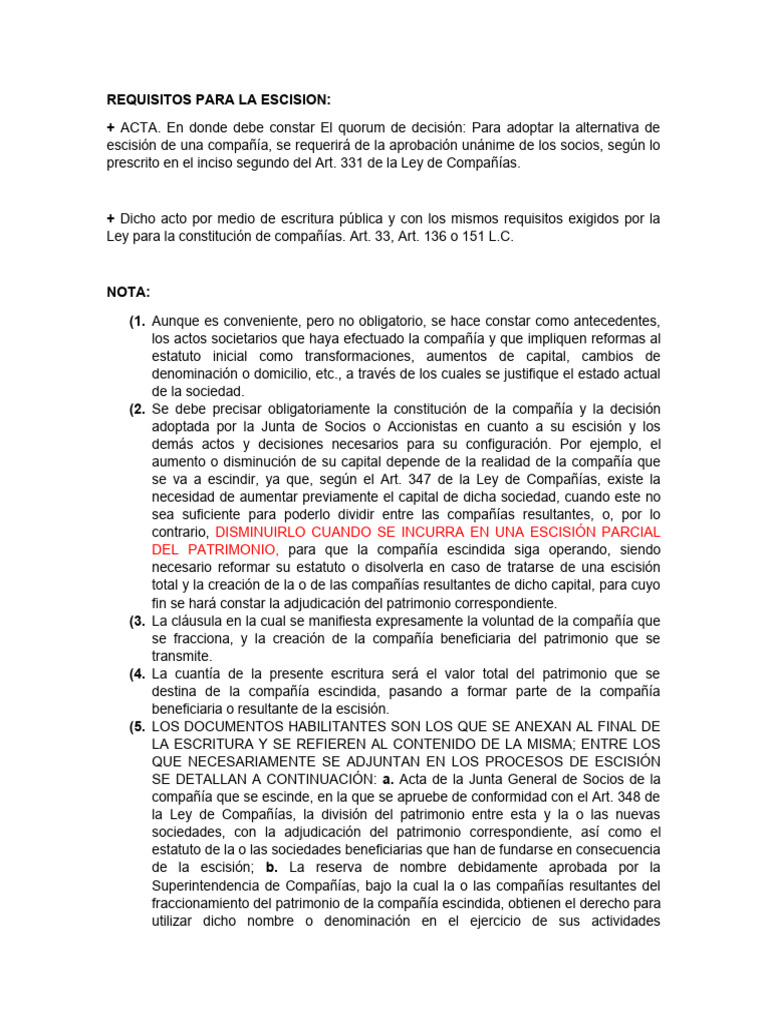 Requisitos para La Escision | PDF | Justicia | Crimen y violencia