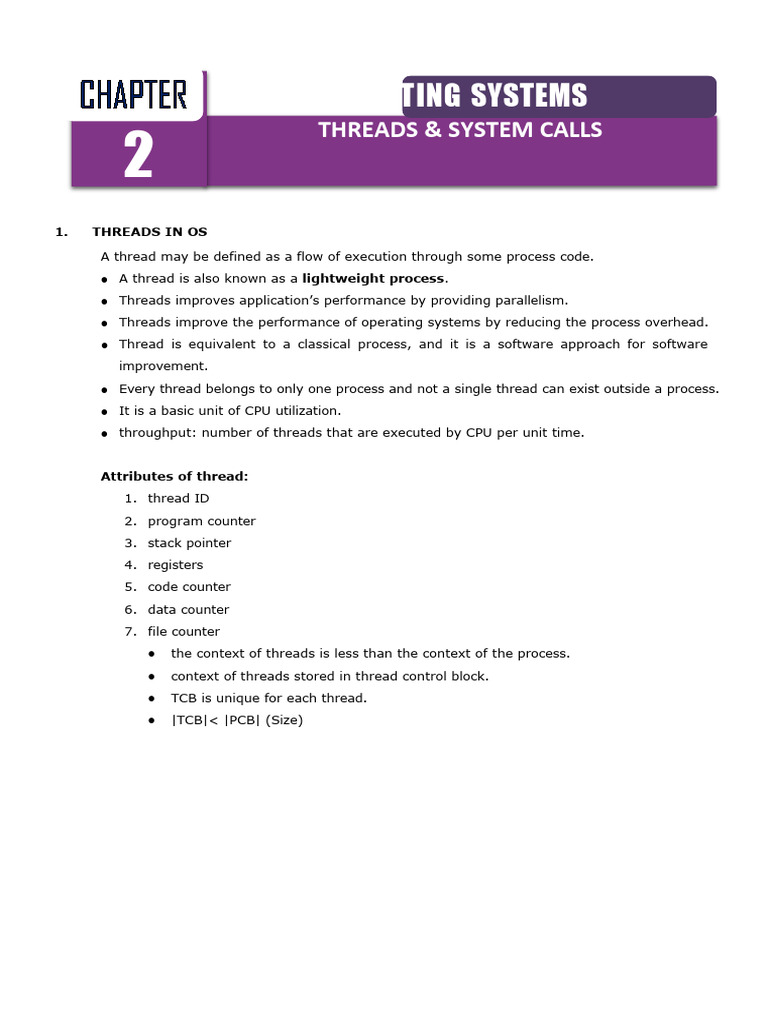 Understanding Threads and System Calls in OS | PDF | Thread (Computing ...