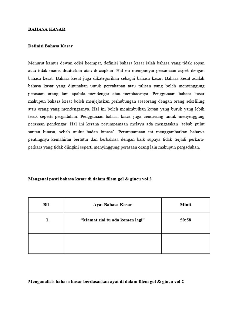 Bahasa Kasar | PDF | Kajian Bahasa Asing