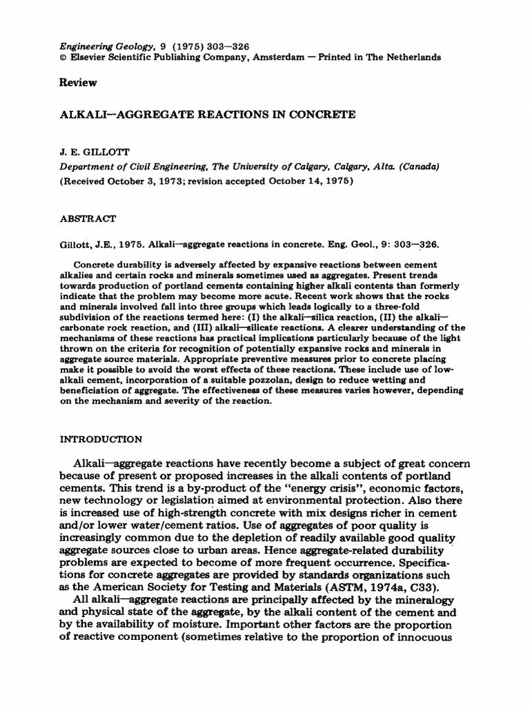 Alkali-Aggregate Reactions in Concrete | PDF | Cement | Concrete