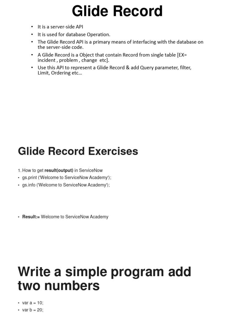 GlideRecord Methods | PDF | Information Technology | Computer Science