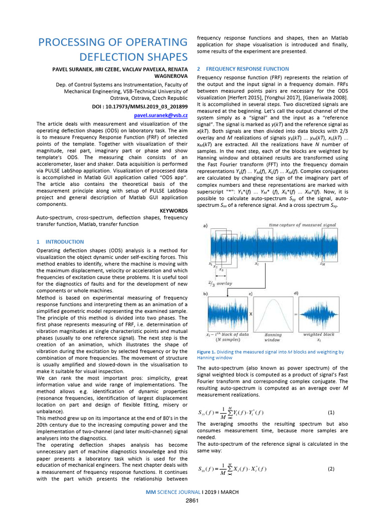 Mmscience 2019 03 Processing of Operating Deflection Shapes | PDF | Sampling (Signal Processing ...