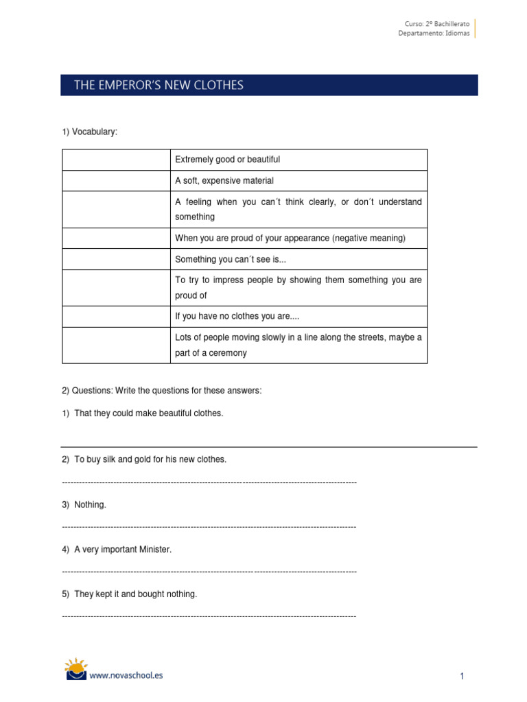 The Emperors New Clothes Activities | PDF