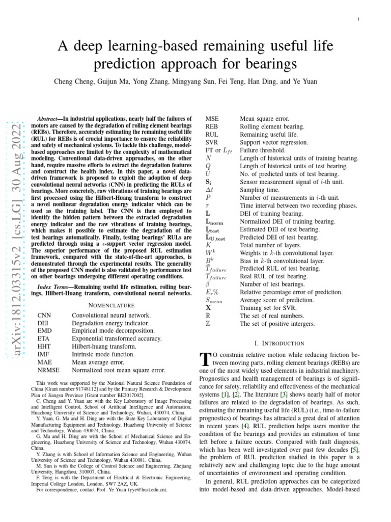 A Deep Learning-Based Remaining Useful Life Prediction Approach For Bearings | PDF | Deep ...