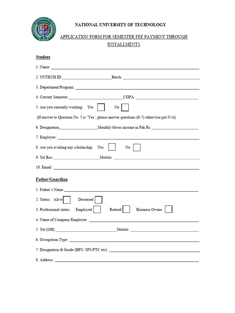 Fee Installment Form | PDF