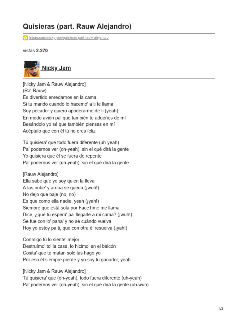 Quisieras Part Rauw Alejandro | PDF