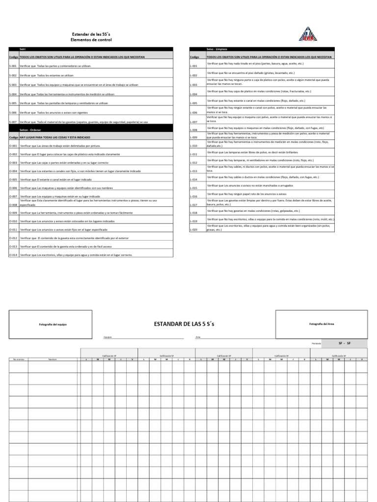 Formato de Estandar de Las 5S S | PDF