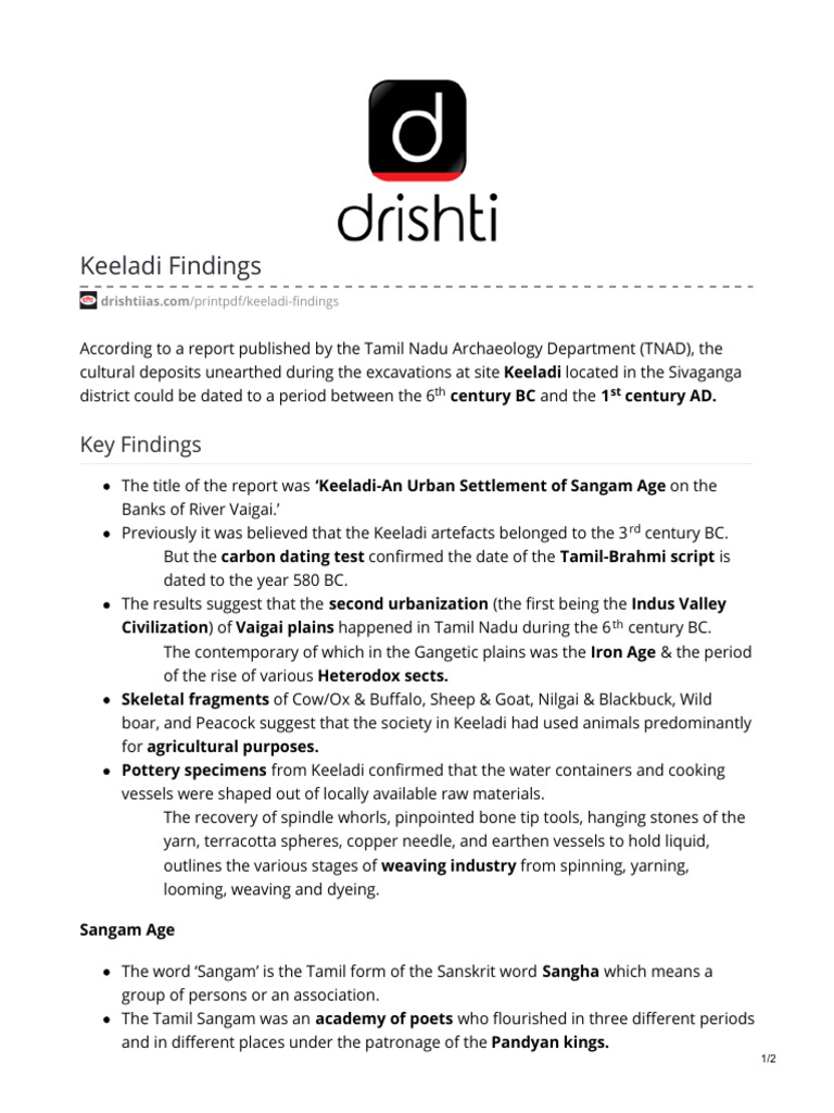 Keeladi Findings | PDF | Tamil Nadu