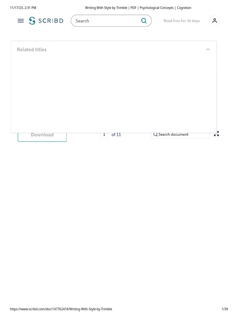 Writing With Style by Trimble - PDF - Psychological Concepts - Cognition | PDF | Scribd