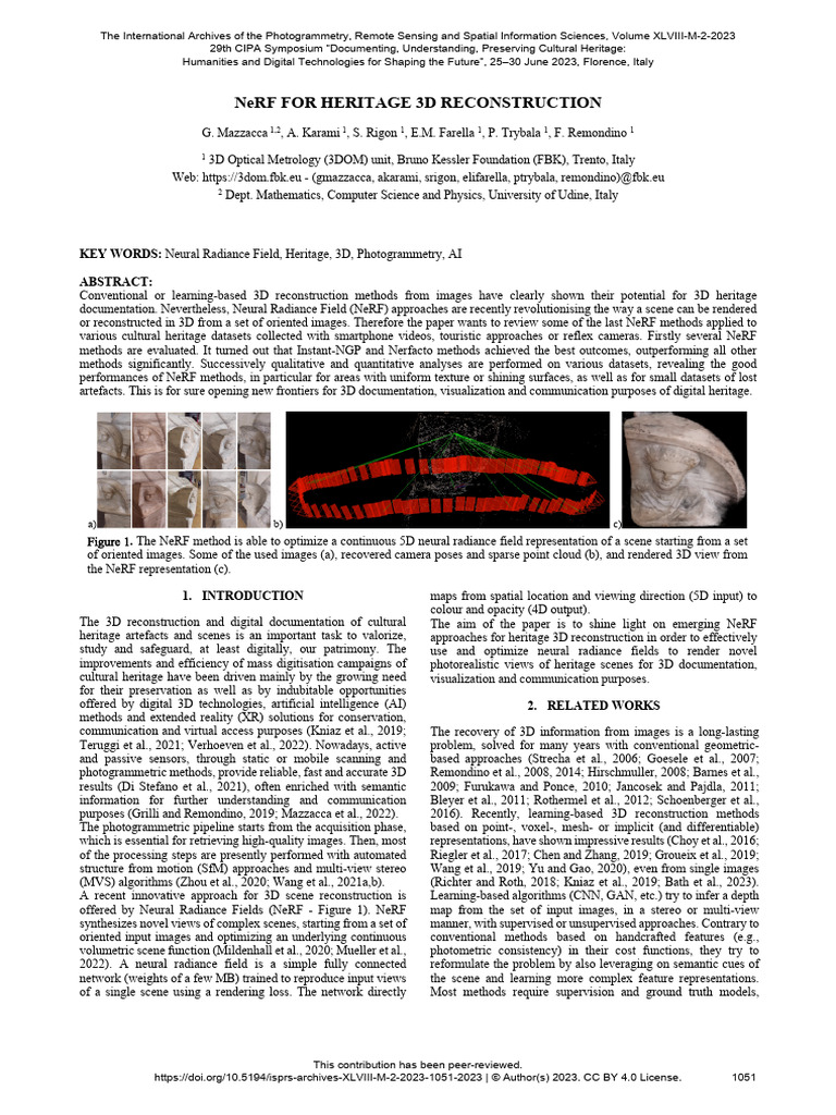 Nerf For Heritage 3d Reconstruction Odf Pdf 3 D Computer Graphics