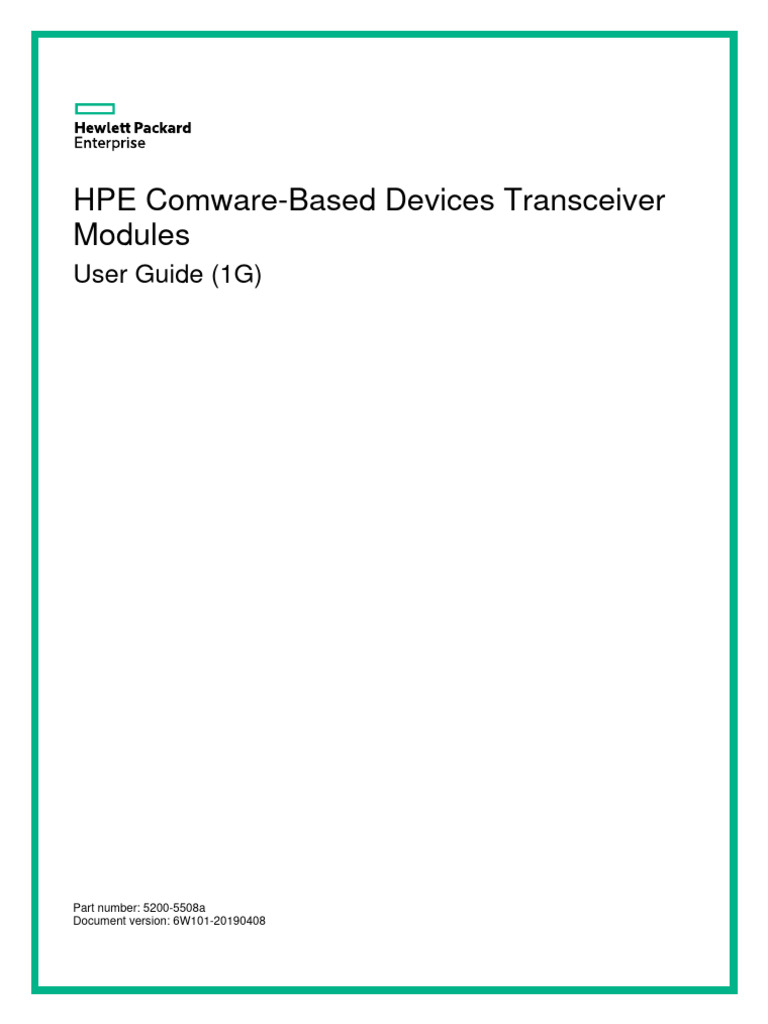 HPE Comware-Based Devices Transceiver Modules User Guide (1G) - 6W101 ...