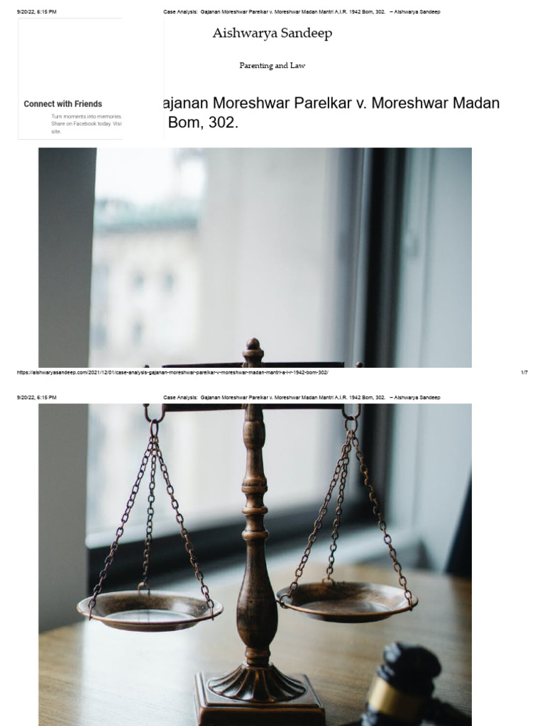 Case Analysis - Gajanan Moreshwar Parelkar v. Moreshwar Madan Mantri A ...