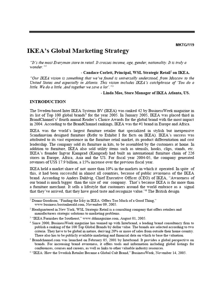 Ikea Strategy- Case Study | PDF | Marketing