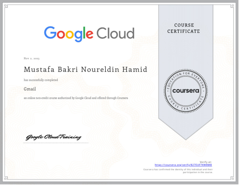 Google-Gmail Certificate | PDF