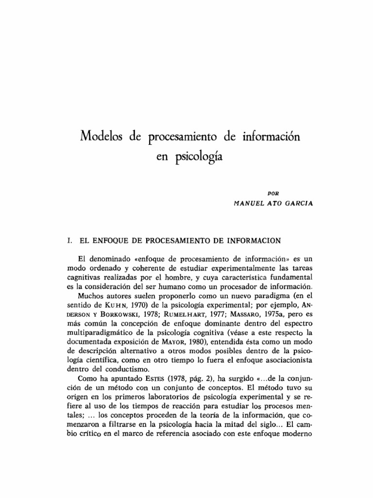 No 6 Modelos de Procesamiento de Informa | PDF | Memoria | Sicología No 6 Modelos de Procesamiento de Informa | PDF | Memoria | Sicología