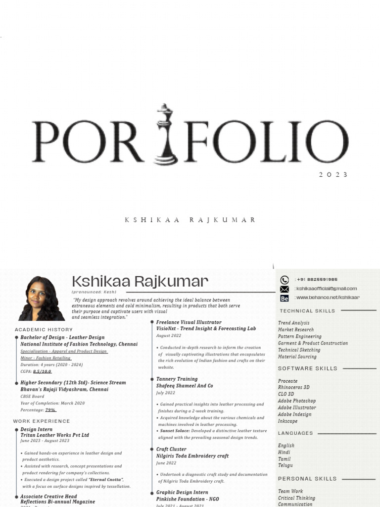 Kshikaa Rajkumar 2023 Portfolio | PDF