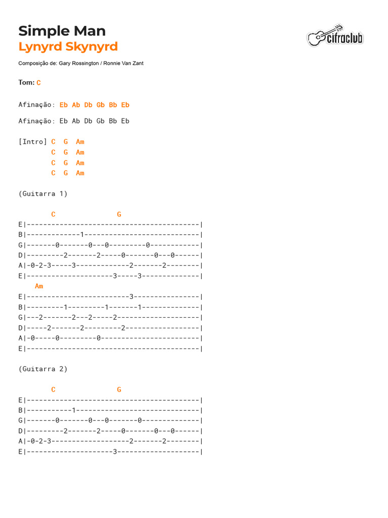 Cifra Club - Lynyrd Skynyrd - Simple Man | PDF | American Musical Groups