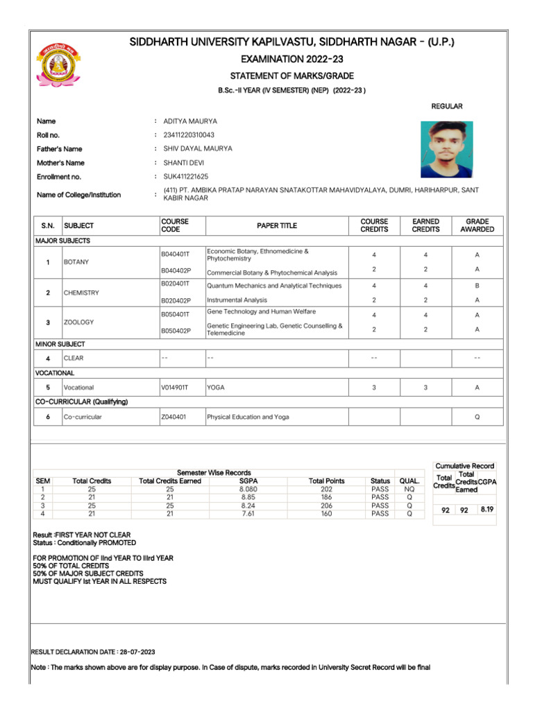 Siddharth University Kapilvastu, Siddharth Nagar - (U.P.) : EXAMINATION ...