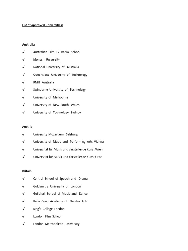List of Approved Universities Worldwide | PDF | London | Educational ...